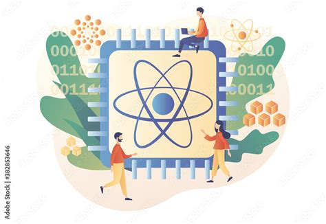 Quantum Computing Concept Optical Technology Photonics Research Tiny People Engineers And