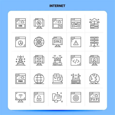 Outline 25 Internet Icon Set Vector Line Style Design Black Icons Set Linear Pictogram Pack Web