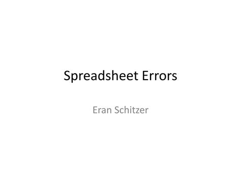 Spreadsheet Errors Ppt