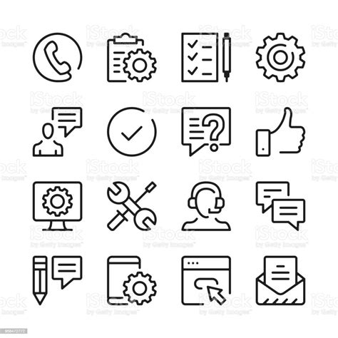 고객 지원 라인 아이콘을 설정합니다 현대 그래픽 디자인 개념 간단한 개요 요소 컬렉션 벡터 라인 아이콘 아이콘에 대한 스톡 벡터 아트 및 기타 이미지 Istock