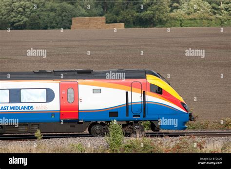 East Midlands Trains Class 222 Meridian Train Speeding Through The