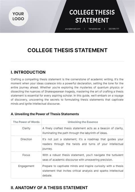 Free Thesis Statement Templates To Edit Online And Print