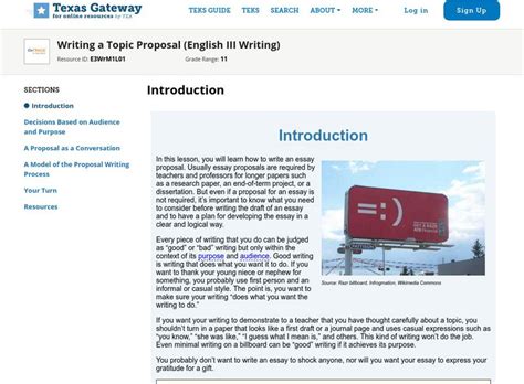 Texas Gateway Writing A Topic Proposal English Iii Writing Unit Plan