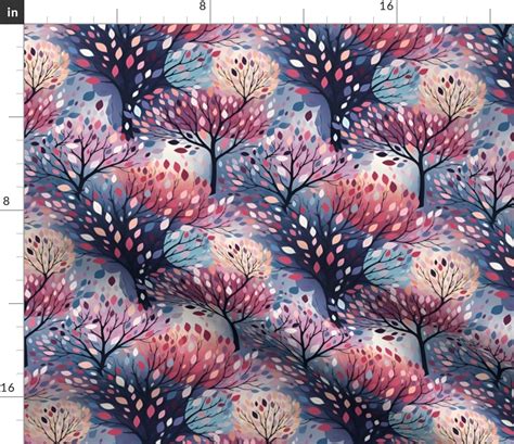 Multi Colored Trees Fabric Spoonflower