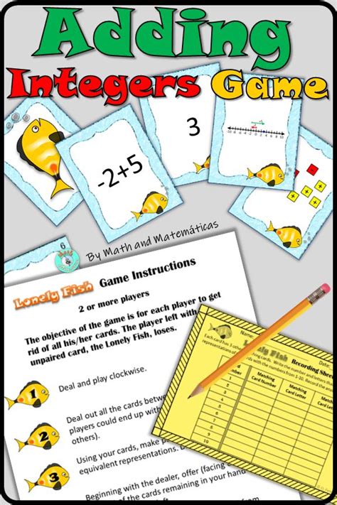Adding Integers Matching Game Activity Adding Integers Integers