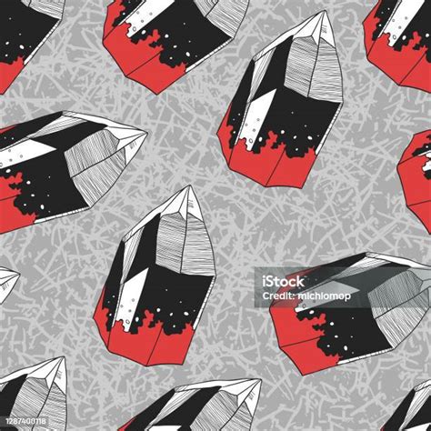 얼음 결정 얼음 결정과 매끄러운 패턴 매끄러운 패턴으로 결정됩니다 손으로 그린 그림 얼음 결정 기하학적 벡터 패턴 겨울 원활한 패턴 손으로 그린 다각형 배경 거울에 대한