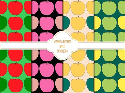 Premium Vector A Set Of R Apples Seamless Patterns 1000 By 1000