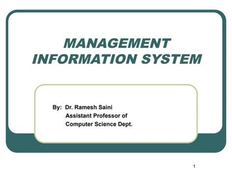 Management Information System Mis Pptx