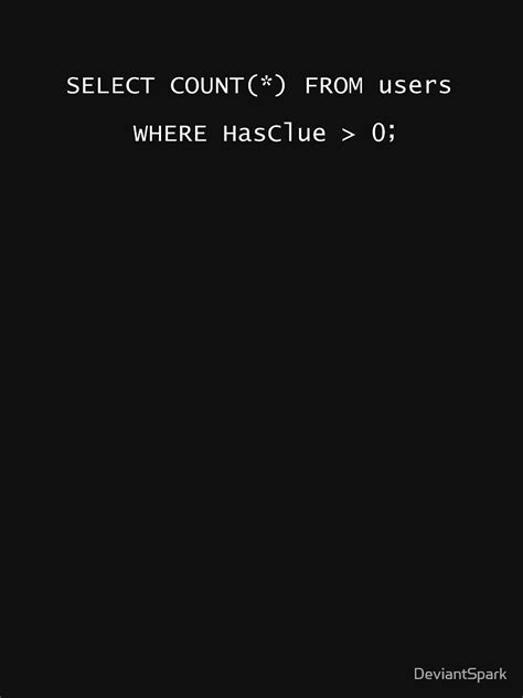 Sql Query Select From Users T Shirt For Sale By Deviantspark