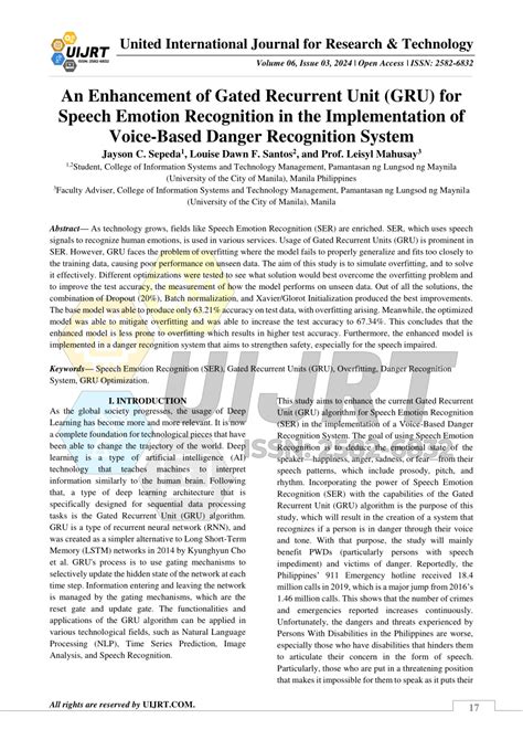 Pdf An Enhancement Of Gated Recurrent Unit Gru For Speech Emotion Recognition In The