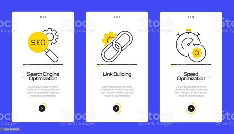Seo 개념 온보딩 모바일 앱 페이지 화면 평면 아이콘 Ux Ui 디자인 템플릿 벡터 일러스트레이션 0명에 대한 스톡 벡터 아트 및 기타 이미지 Istock