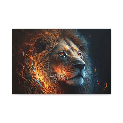Lion Of Judah Horizontal Majesty Strength Lion Moonlit Flames Regal Ethereal Fierce