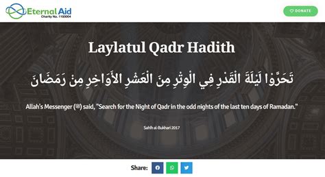 Laylatul Qadr Hadith Eternal Aid Charity