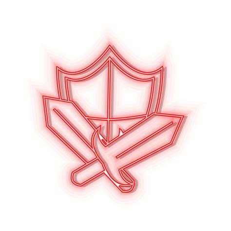 Neon Icons Sward Shield Retro Game Element Red Neon Vector Icon On