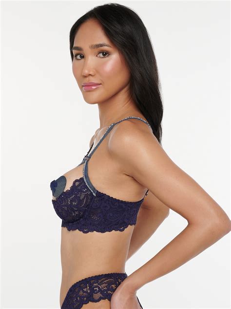 Framed In Denim Quarter Cup Bra In Blue Savage X Fenty Uk United Kingdom