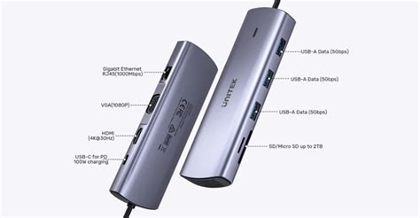 Buy Unitek In USB C Dual Display Multi Port Hub With Card Reader D A PC Case Gear