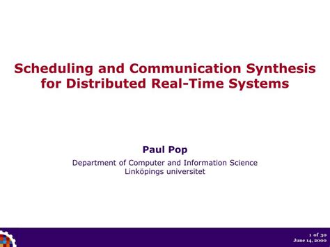 Ppt Scheduling And Communication Synthesis For Distributed Real Time