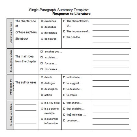 FREE 5 Sample Chapter Summary Templates In PDF MS Word