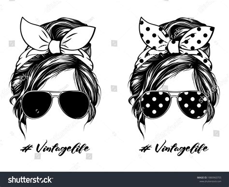 616 Girl With Hair Bun And Glasses Stock Illustrations Images