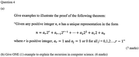 Question 4 A Give Examples To Illustrate The Proof Of The Following