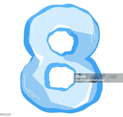 얼음과 눈 덩어리 큰 빙산 디자인 만화 스타일에 대 한 심한 서리 요소로 만든 숫자와 기호 벡터 일러스트레이션 0명에 대한 스톡