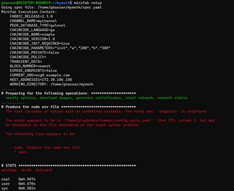 building minifab network and get this error the task includes an option with an undefined