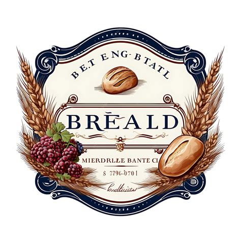 Premium Ai Image Bread Label Vintage Boule Browns Serif Stalks