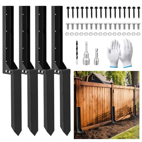 Metal Fence Post Repair 2pcs Fence Post Anchor Kit Heavy Duty Steel