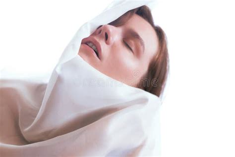 Photo Of A Model And Airy White Fabric Stock Image Image Of Figure Model 385630033
