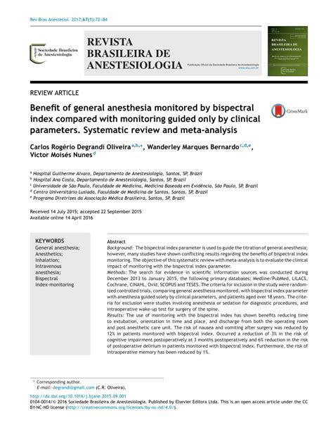 Pdf Benefit Of General Anesthesia Monitored By Bispectral Index Compared With Monitoring