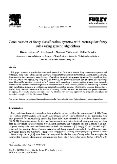 Pdf Construction Of Fuzzy Classification Systems With Rectangular