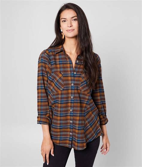 Daytrip Flannel Shirt Womens Shirtsblouses In Brown Multi Buckle Women Shirts Blouse