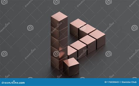 3d Rendering Of An Impossible Figure Consisting Of Pink Metal Cubes