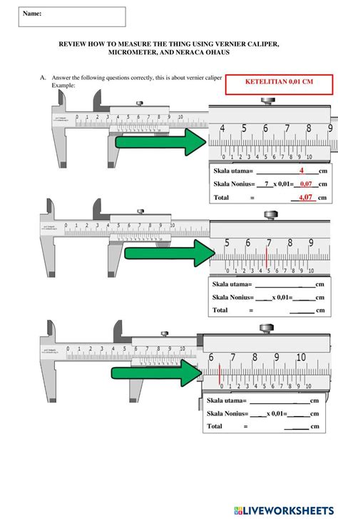Vernier Caliper And Micrometer Worksheet Pdf At Joseph Bannerman Blog
