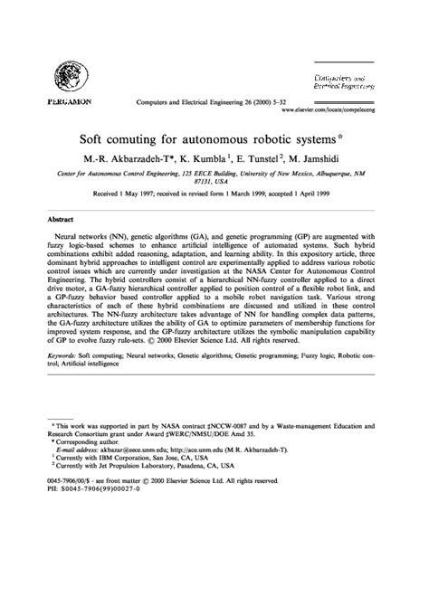 pdf soft computing for autonomous robotic systems