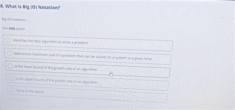 Solved What Is Big 0 ﻿notationbig 0 ﻿notationpick