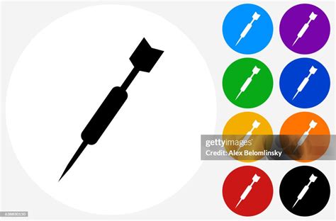 Sharp Dart Icon On Flat Color Circle Buttons High Res Vector Graphic