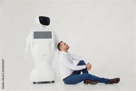 Humanoid Autonomous Robot With Stylish Man In A Suit Modern Robotic Technologies Humanoid