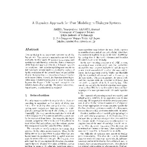 A Bayesian Approach For User Modeling In Dialogue Systems Acl Anthology
