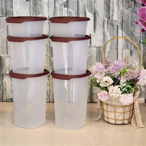 Tupperware One Touch Fresh Small Square Set Magenta Airtight Liquid