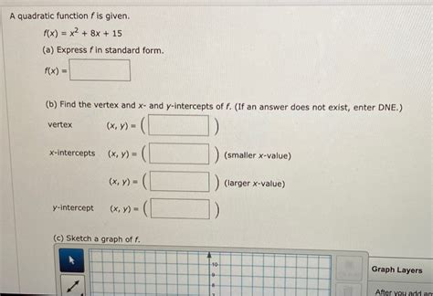 solved a quadratic function f is given f x x2 8x 15