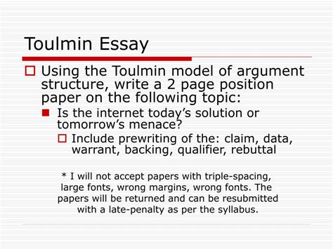 Ppt The Toulmin Model Of Argument Powerpoint Presentation Free Download Id 6526440
