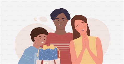 엄마를 위해 준비된 선물을 들고 웃는 아이들 어머니의 날 축하 선물 평면 만화 벡터 삽화 벡터 Unsplash의 선물 이미지