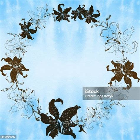 원활한 패턴 백합 꽃 새싹 및 잎 꽃 디지털 아트 여름 정원 꽃 인쇄물 표지판 항목 웹 사이트 지도를 사용하십시오 그래픽 프린트에 대한 스톡 벡터 아트 및 기타 이미지