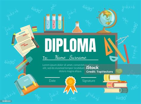 디플로마 템플릿 학교 용품 벡터 일러스트와 학교 어린이 졸업장 0명에 대한 스톡 벡터 아트 및 기타 이미지 0명 감탄 교습 Istock