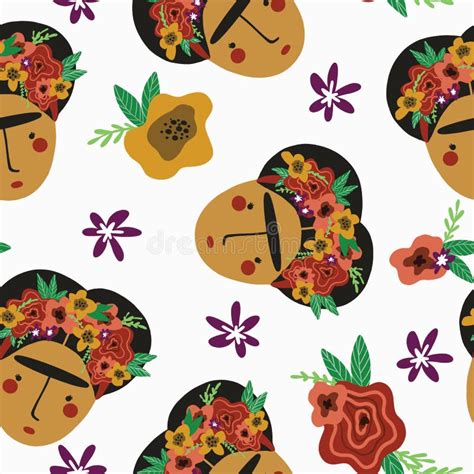 Seamless Pattern With Women Feminism Print Stock Illustration