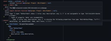 Ts Types Incorrect On Basic Helloworld Template · Shopify Hydrogen V1
