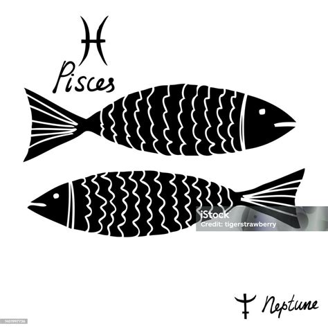 손으로 그린 조디악 별자리 기호와 기호 물고기 자리 해왕성 그림 행성과 기호 서면 이름 신비한 신비한 손바닥과 마술 연금술에