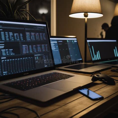 A Row Of Computer Monitors Displaying Real Time Stock Market Data In A Financial Trading Room