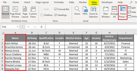 Column Freeze Learn How To Freeze Columns In Excel Educba